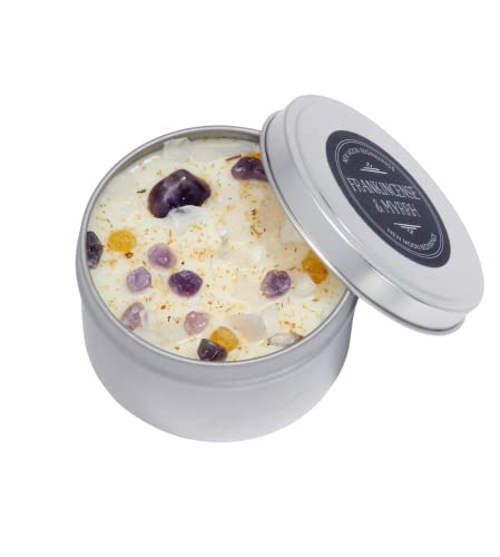 Frankincense & Myrrh Candle by New Moon Beginnings - Winter Holiday Candles - Herb & Crystal Candles - Soy Candle - Christmas Candles
