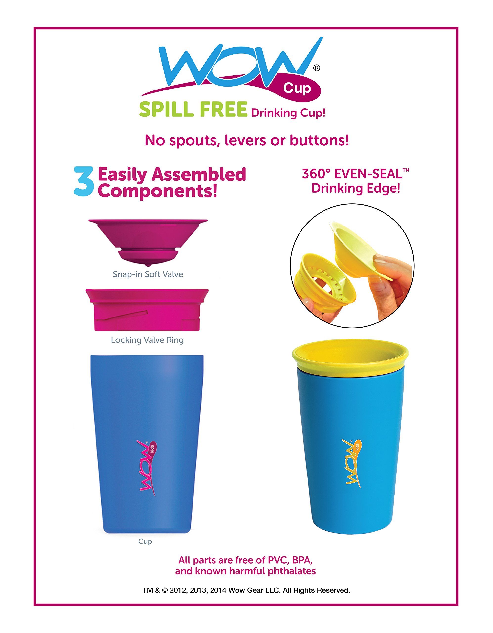 Wow Cup for Kids Original 360 Sippy Cup, Purple with Pnk Lid, 9 oz