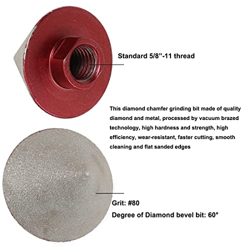 Brazed Diamond Chamfer Grinding Bit, 1-7/8In Diamond Beveling Chamfer Bits Diamond Countersink Grinding for Trimming Enlarging Reaming Granite Marble Tiles Slate Hole with 5/8β-11 Threads Rod