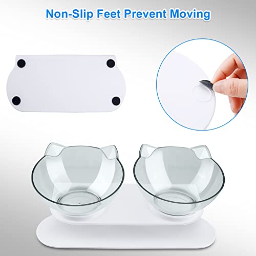 Double Cat Bowl with Raised Stand Pet Food Bowl Perfect for Cats and Small Dogs