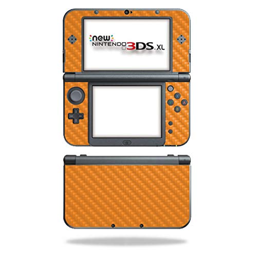 MightySkins Carbon Fiber Skin for Nintendo New 3DS XL (2015) - Orange | Protective, Durable Textured Carbon Fiber Finish | Easy to Apply, Remove, and Change Styles | Made in The USA