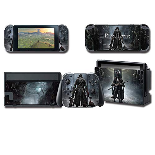 Alvhntr Vinyl Skin Decal Stickers for Nintendo Switch, Anime Protector Wrap Cover Protective Faceplate Full Set Console Joy-Con Dock (Bloodborne-2406)
