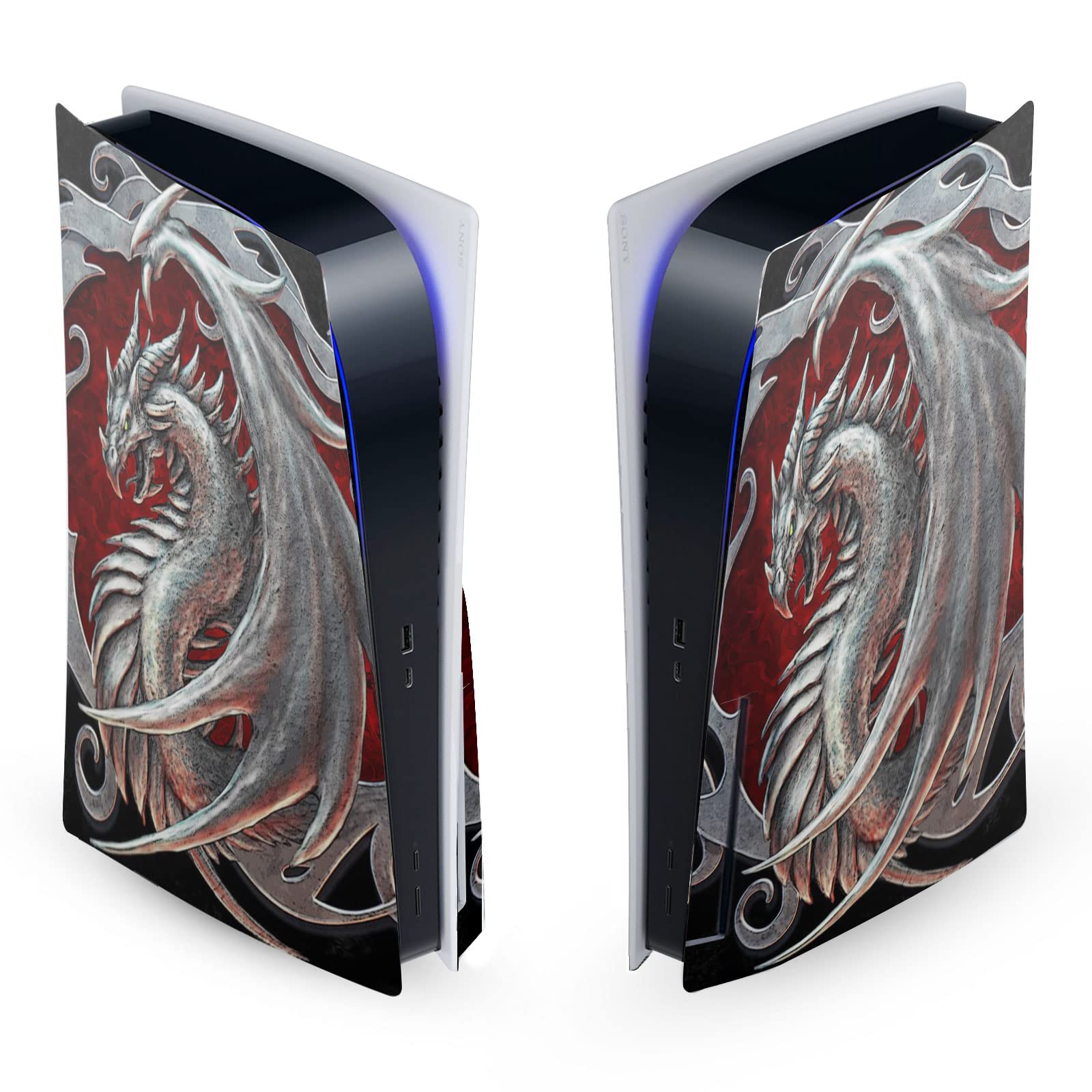 Head Case Designs Officially Licensed Christos Karapanos Talisman Silver Art Mix Matte Vinyl Faceplate Sticker Gaming Skin Case Cover Compatible with Sony Playstation 5 PS5 Disc Edition Console