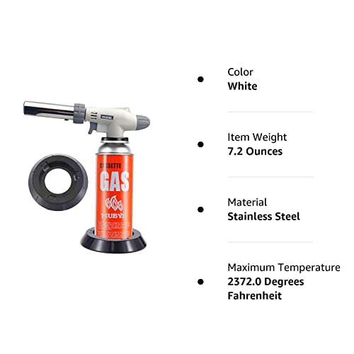 Butane Torch Kitchen Blow Lighter - Japan's Original Culinary Torches Head Chef Cooking Professional Adjustable Flame with Stabilizing Stand for Creme Brulee, Baking, BBQ (Butane Fuel Not Included)
