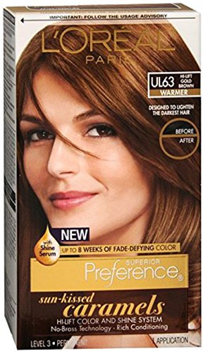 L'Oreal Superior Preference Preference Sun-Kissed Caramels, UL63 Hi-Lift Gold Brown 1 ea (Pack of 2)
