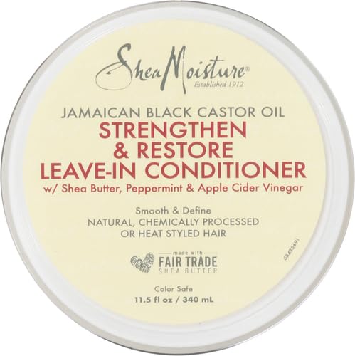 SheaMoisture Leave-In Conditioner with Pure Jamaican Black Castor Oil for Damaged, Over-Processed Hair - Softens and Detangles, 11.5 oz