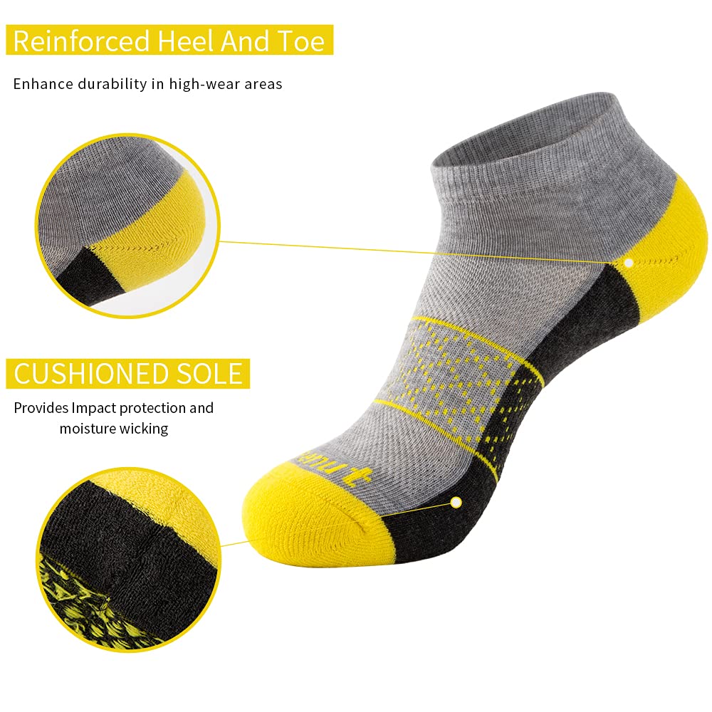 Beenut Womens Ankle Socks - 6 Pairs Running Athletic Cushioned Sole Socks, non-slip Sports Socks.