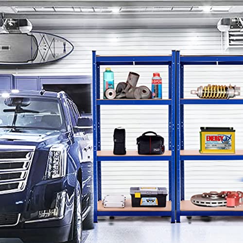 ERGOMASTER Storage Shelves Metal Garage Shelving Unit 4-Shelf Adjustable Heavy Duty Boltless Organizer Rack for Home Warehouse Pantry Office 64" W x 16" D x 63" H(Blue,2Pack)