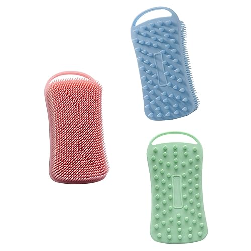 FRCOLOR 3pcs Shampoo Bath Brush Bath exfoliating Brush Bath Body Brush Bath Scrubber Silicone Shower Brush Dual-Sided Bath Body Cleaning Brush Bath Cleaning Brushes Silicone Cleaning Brush