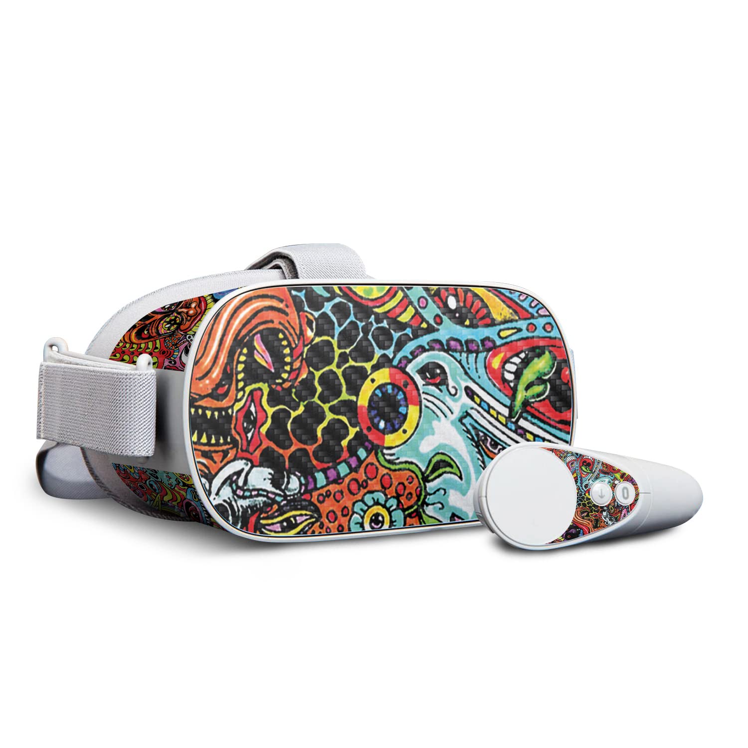MightySkins Carbon Fiber Skin for Oculus Go - Acid Trippy | Protective, Durable Textured Carbon Fiber Finish | Easy to Apply, Remove, and Change Styles | Made in The USA (CF-OCGO-Acid Trippy)