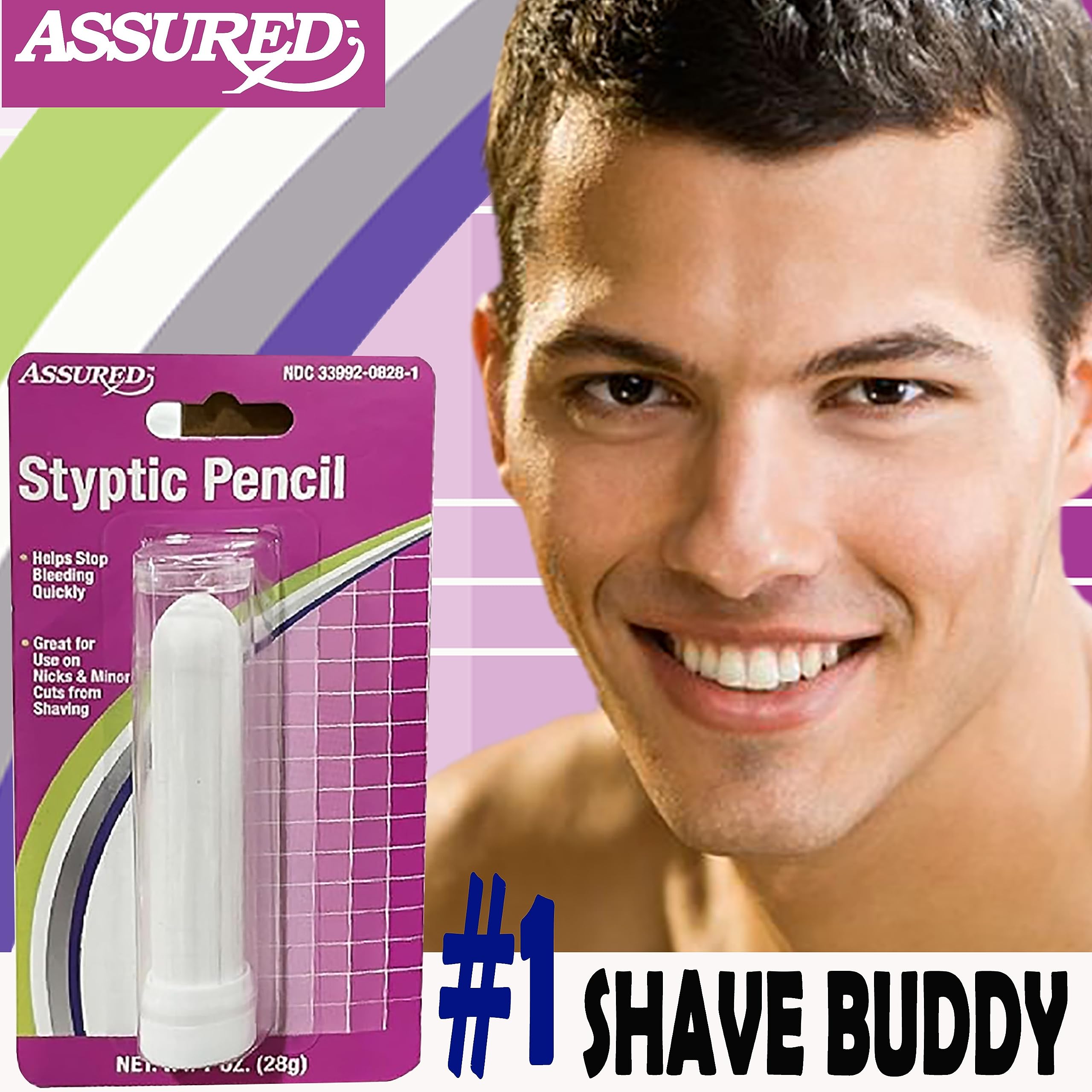 Assured Styptic Pencil 1 Oz - Stop Bleeding Fast, Gentle on Skin. Must-Have for Shaving and Grooming., Pack of 2