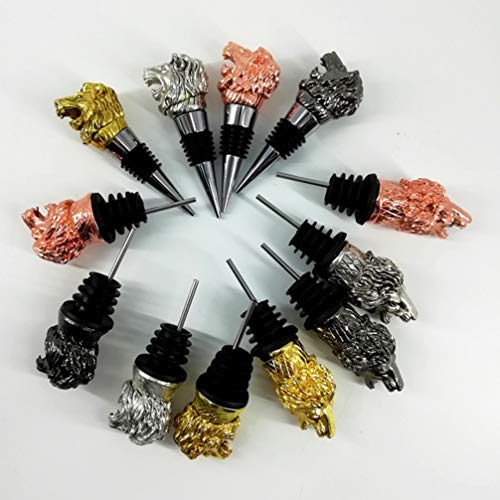 Bottle Spout Wine Stopper Pourer Reusable Bottle Stopper Wine Spout Pourer Bottle Toppers for Stainless Steel Wine Pourer Lion Wine Stopper Glass Animals Wine Bottle Bracket
