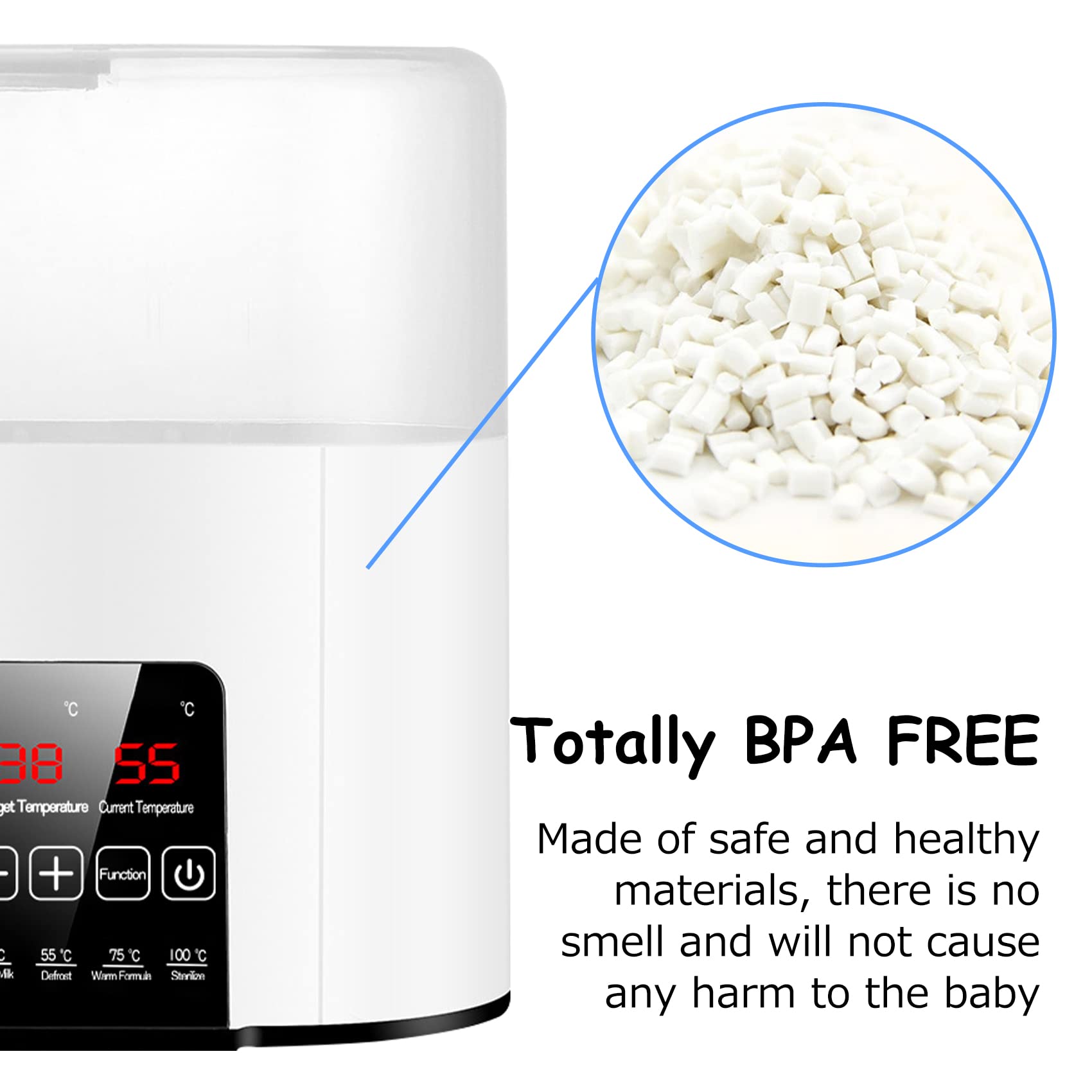 Baby Bottle Warmer, 4-in-1 Food Heater with Automatic Shut-Off / 2 Bottle Capacity BPA Free Milk Warmer with LCD Display for Breastmilk and Formula