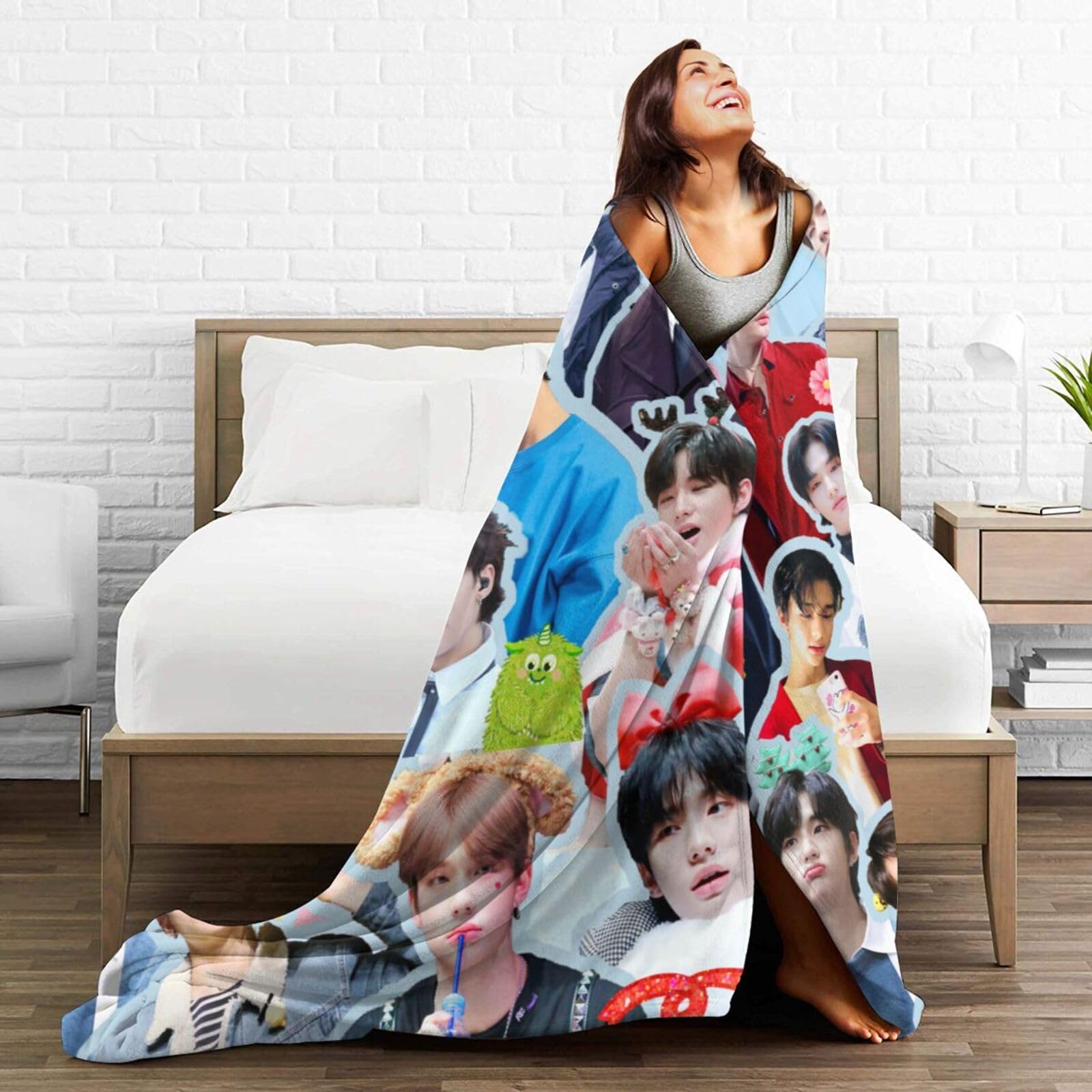 Blanket Stray Kids Hyunjin Soft and Comfortable Warm Fleece Blanket for Sofa,Office Bed car Camp Couch Cozy Plush Throw Blankets Beach Blanketsā¦