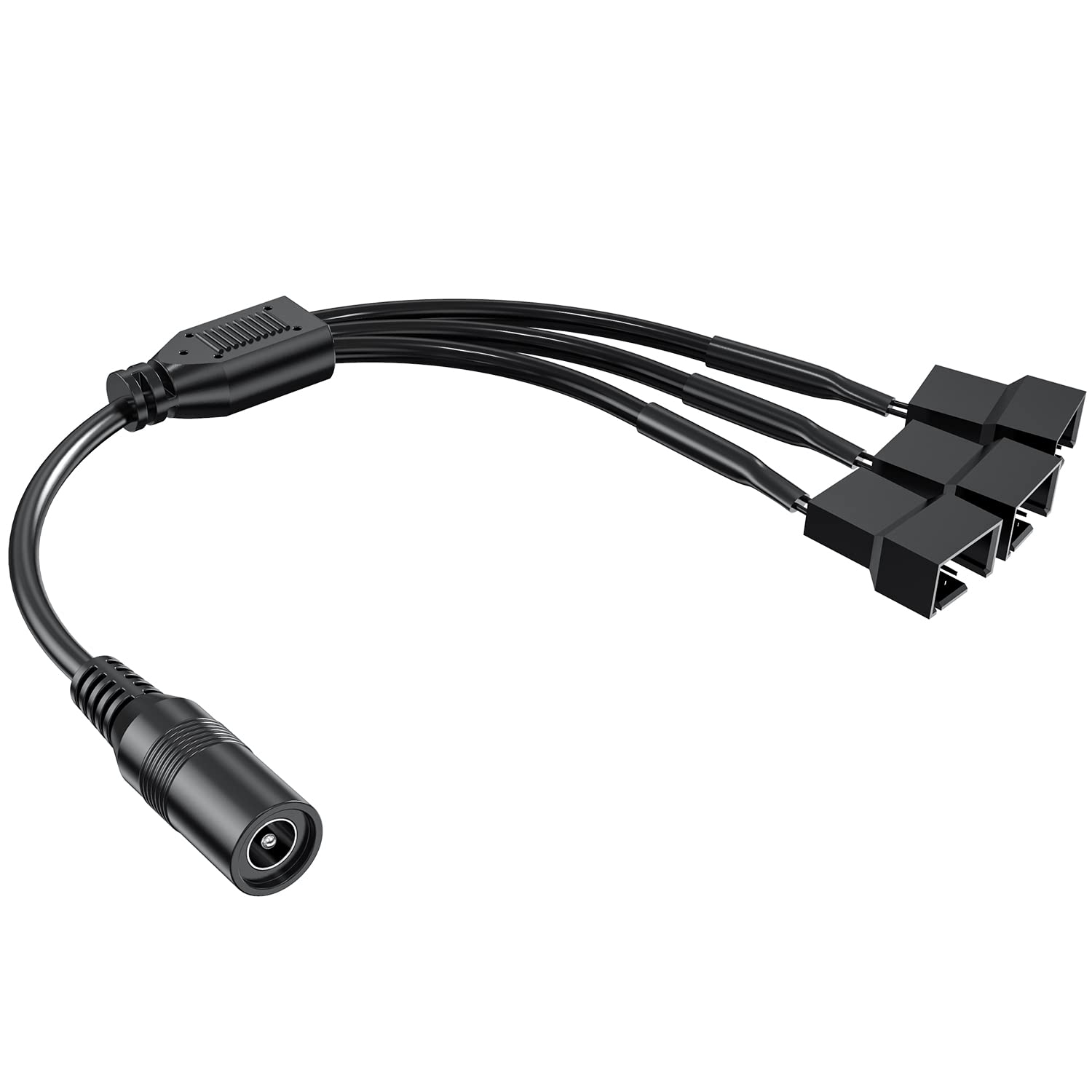 PC Fan Adapter, DC Power Supply Fan Splitter Cable, DC Female to 3 x 3/4 Pin