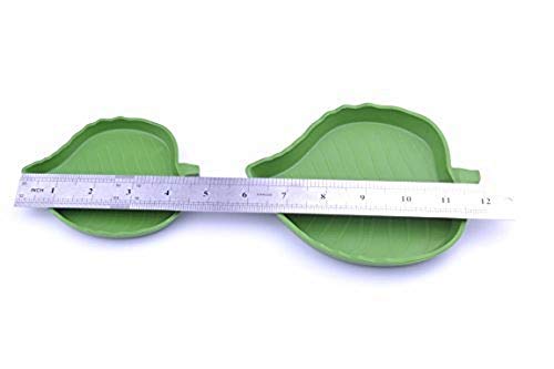 pranovo 2 Pack Leaf Reptile Food and Water Bowl for Pet Aquarium Ornament Terrarium Dish Plate Lizards Tortoises or Small Reptiles
