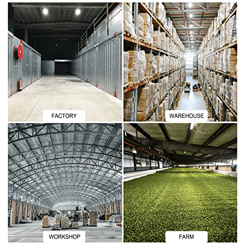 Kekeou UFO LED High Bay Light 300W with Plug LED Warehouse Lights Commercial Bay Lighting 6500K 30000lm Anti-Glare Waterproof IP65 for Shop Warehouse Barn Garage (2 Pack)