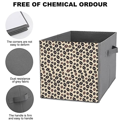Coffee Bean Collapsible Storage Bins Basics Folding Fabric Storage Cubes Organizer Boxes with Handles