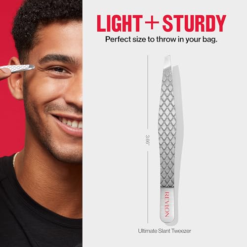 Revlon Ultimate Slant Tweezer, Hand-Finished Ultra-Fine Tips for Precise Hair Removal, Perfect for Tweezing The Tiniest Hairs, Made With Stainless Steel, 1 count