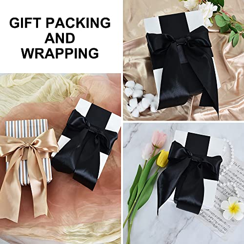 TONIFUL Black Satin Ribbon 3 Inch X 25yds Solid Silk Ribbons for Gift Wrapping, Craft, Floral Bouquets, Valentine's Day Christmas Gift Wrapping, Party Wedding Decoration