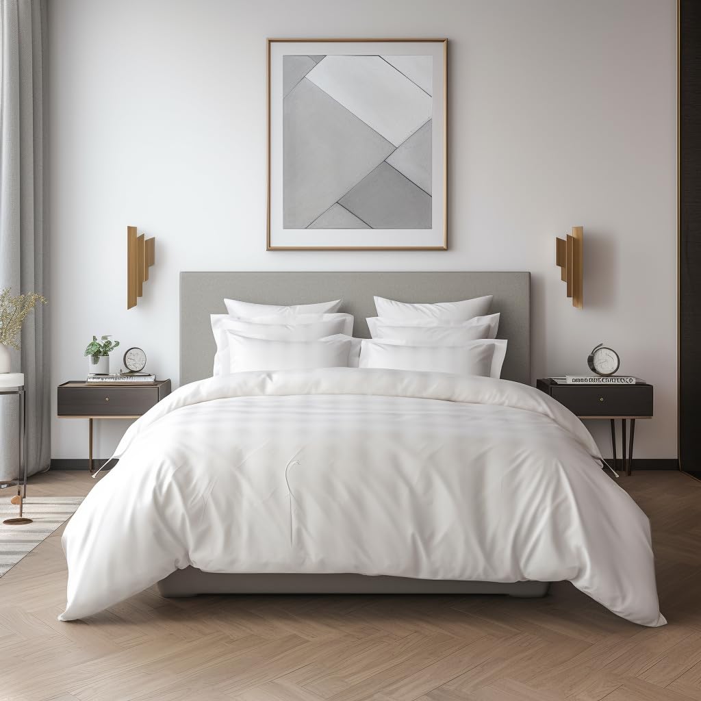 Kotton Culture 100% Egyptian Cotton 3 Piece Premium Duvet Cover Set - 1200 Thread Count - Soft Duvet Cover with Zipper and Corner Ties, and 2 Pillow Shams - Sateen Weave (White, King)