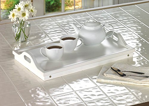 Breakfast in Bed Tray, Serving Tray with Legs, Modern White Folding Bed Tray