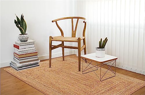 KEMA Jute Braided Area Rug, 8x10 Feet (96x120 Inches) - Rustic Vintage Braided Reversible Rectangular Rug, Shag Rugs for Bedroom, Jute Kitchen Rug, Living Room, Floor