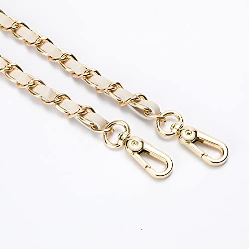 LAMEEKU Designed for iPhone 11 Pro Wallet Case, Case Wallet with Crosbody Leather Strap & Gold Chain Strap Compatible for iPhone 11 Pro-Beige