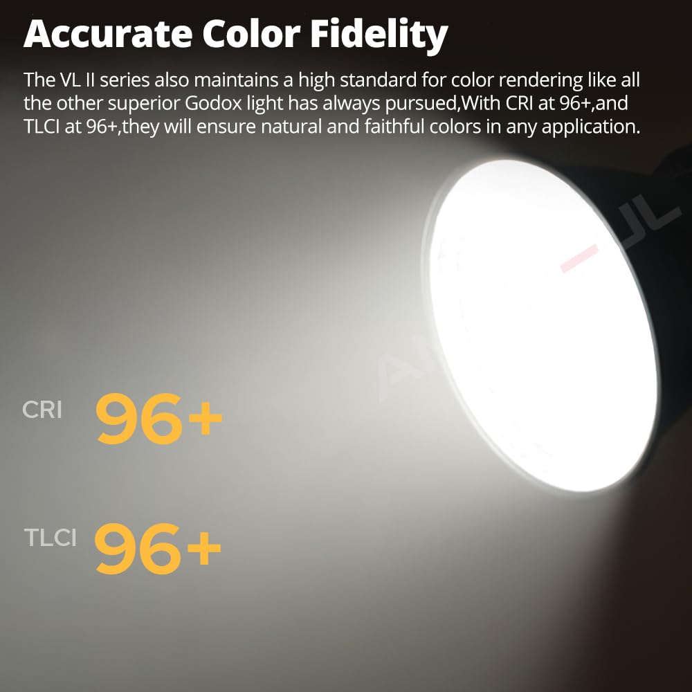 Godox VL150II 165W 5600±200K CRI96+,TLCI 96+ LED Studio Video Light with APP Control, Built-in FX Effects, Outdoor-Indoor Dual-use LED Continuous Light (VL150 Upgrade )