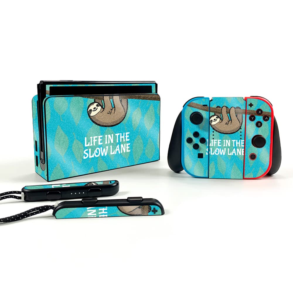 MightySkins Glossy Glitter Skin Compatible with Nintendo Switch OLED - Slow Sloth | Protective Durable High-Gloss Glitter Finish | Easy to Apply, Remove and Change Style | Made in The USA