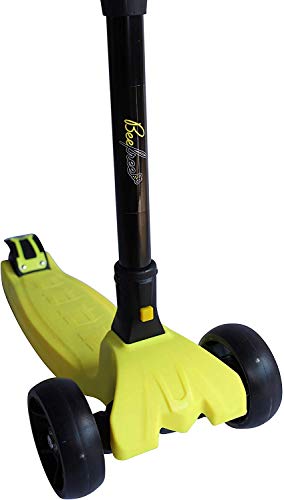 Bee Free 3 Wheel Kick Scooter for Toddlers and Kids, Adjustable Handlebars, Light Up LED Wheels, Foldable, Rear Foot Brake, Wide Stable Deck, Boys and Girls Ages 2-5, Up to 100 LBS, Yellow