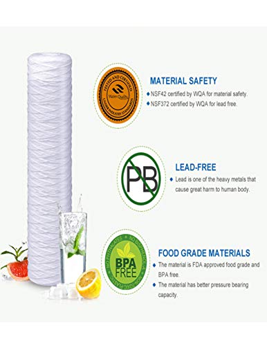 CFS – 6 Pack String Wound Sediment Water Filter Cartridges Compatible with WHKF-WHSW Models – Remove Bad Taste & Odor – Whole House Replacement Water Filter Cartridge, 5 Micron - White