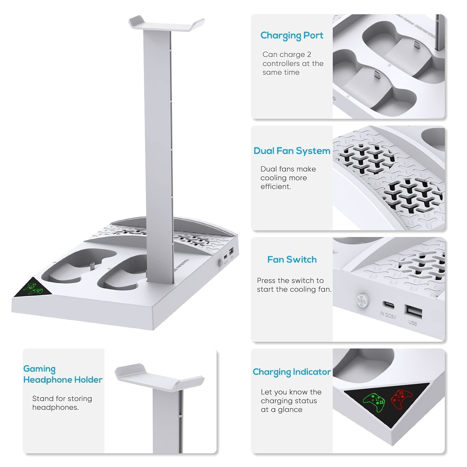MENEEA Cooling Fan with Charging Stand for Xbox Series S and Clip Mount for X-Series S