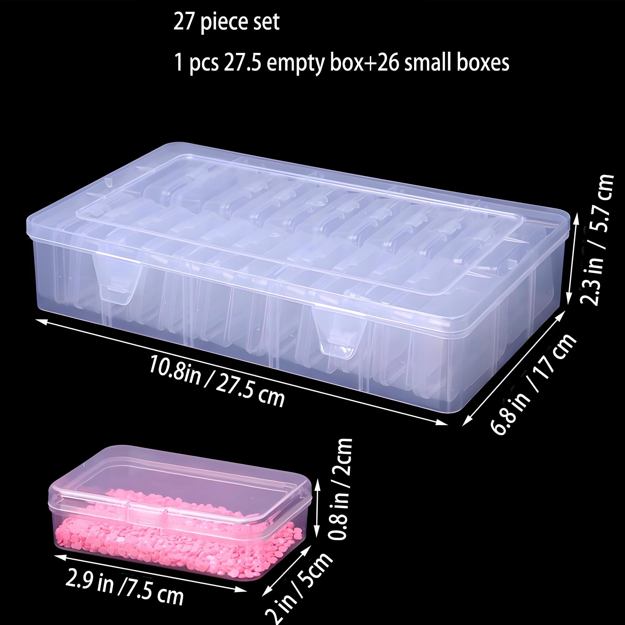 CHSZCHOMER 26 Pack Bead Storage Box With Hinged Lid, Sturdy Plastic Box - Used For Crafts, Beads, Jewelry, Manicures, And Small Items, Diy Handmade With Classification Labels