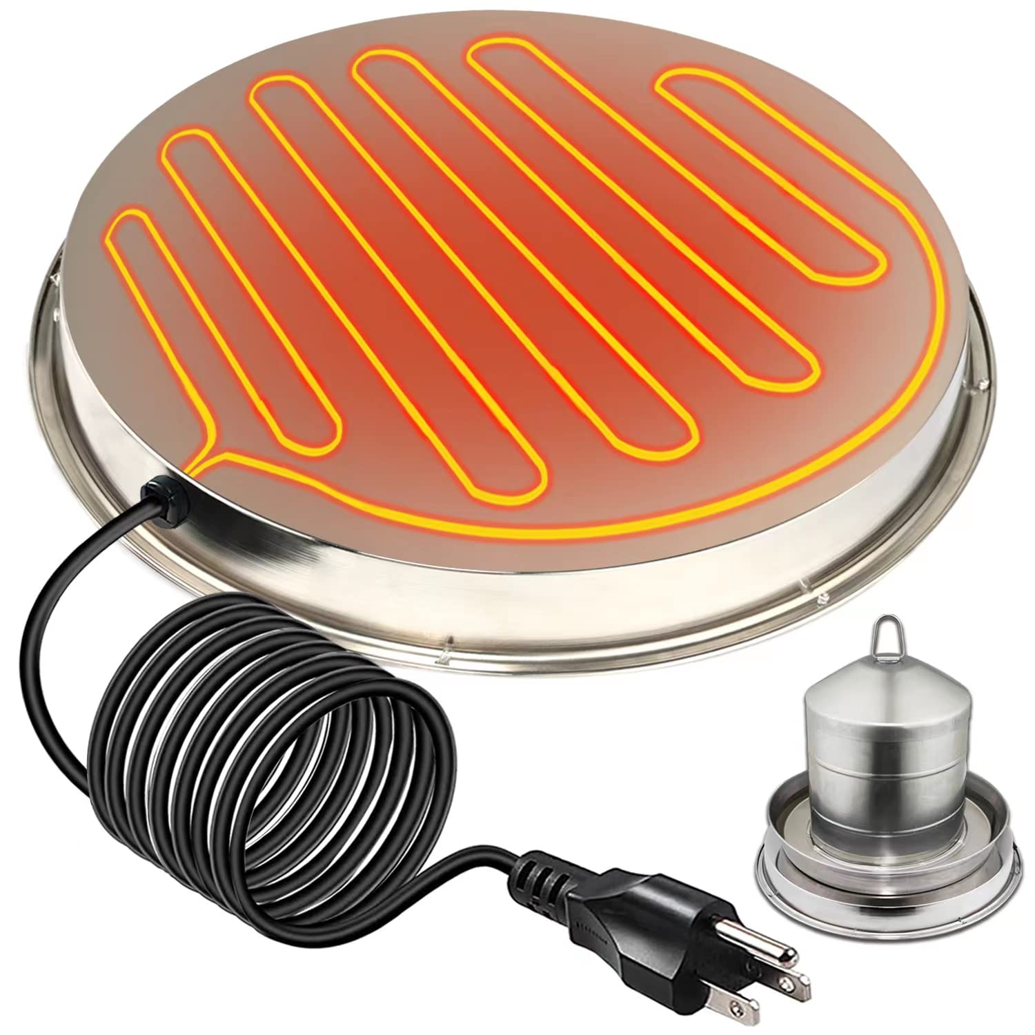 Chicken Waterer Heater, 125 Watts Poultry Water Heated,15 Inch Base for Winter Deicer, with 9.6 Feet Extension Cordor,for 5 Gallons Chicken Drinker…
