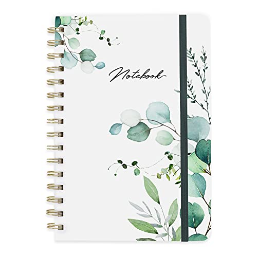 EOOUT Spiral Notebook, A5, 8.5x5.7 Inches, 160 Pages, Notebooks for Work, Hardcover Spiral Journals for Women, College Ruled, Watercolor Designs for School Office Home Gifts