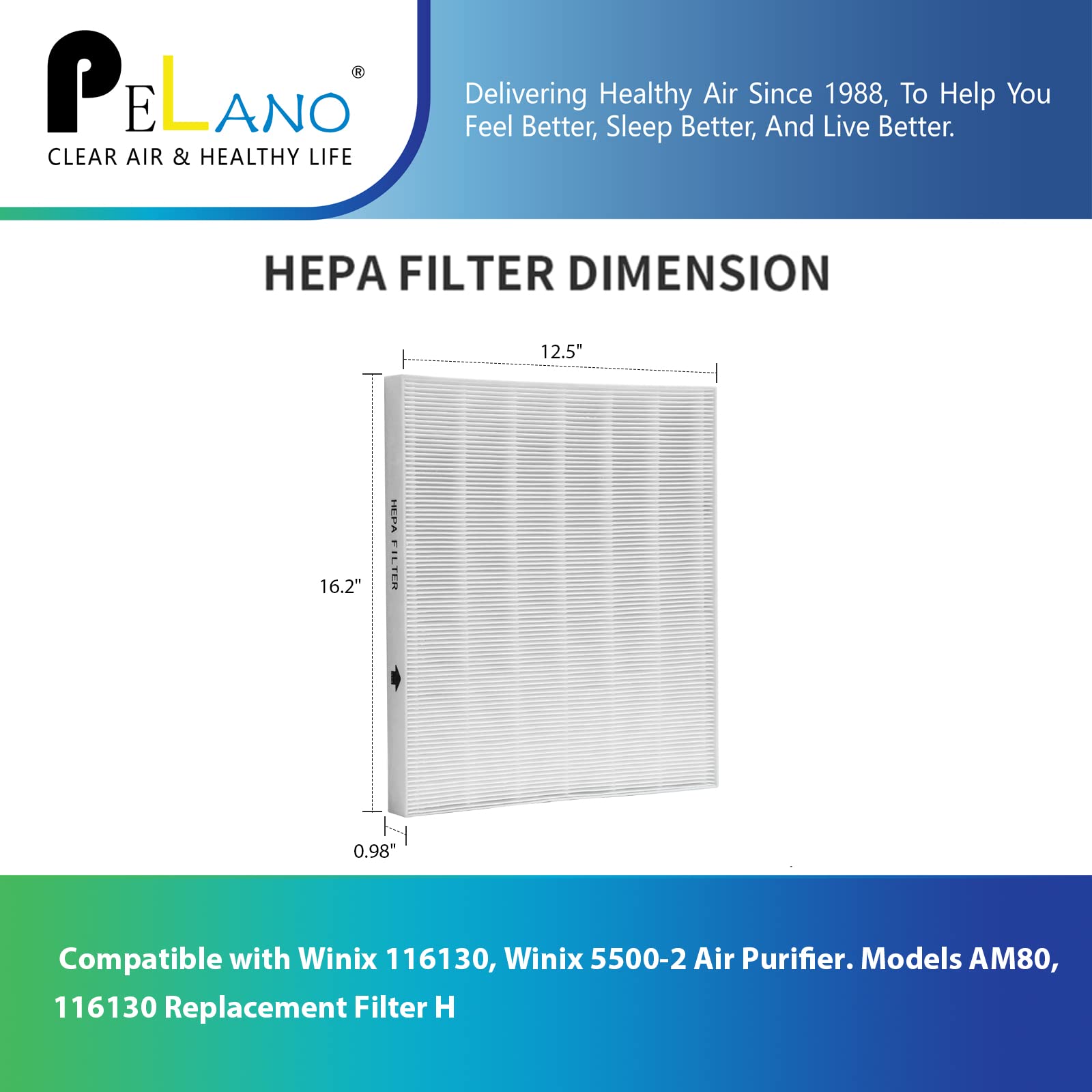 Pelano 3 Pack 5500-2 Replacement Filter H Compatible with Winix 5500-2 Air Purifier and Models AM80, 116130 Replacement Filter