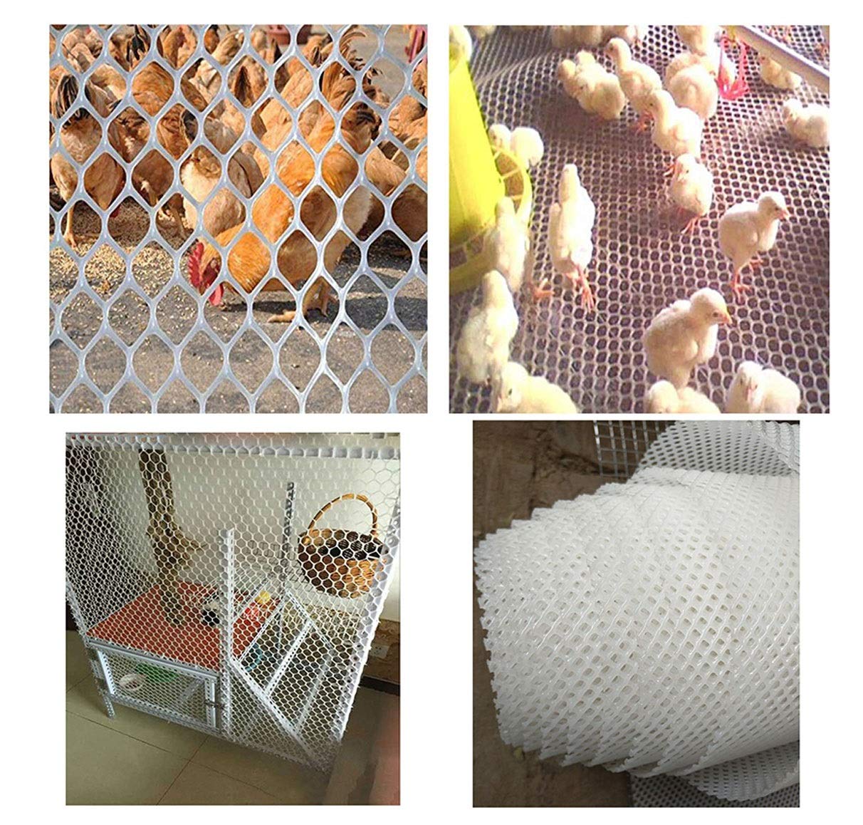 MAGFYLY Chicken Wire Mesh Plastic Fence Net, Child Safety Net, Staircase Balcony Anti-Fall Net, Chicken Duck Rabbit Breeding Netting, Cat Net, Lawn Protection Nets, White, 1x3m