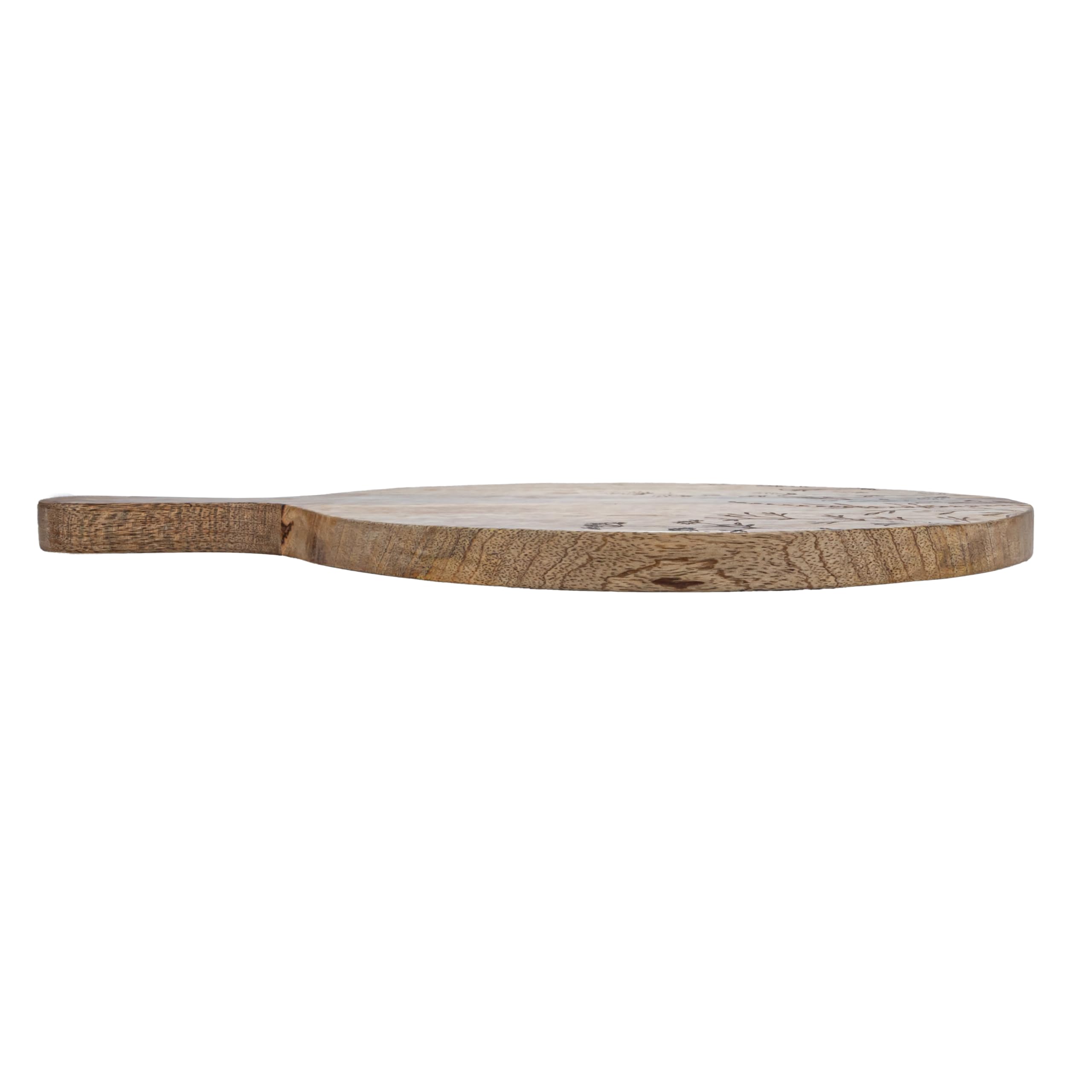 Creative Co-Op, Natural Mango Wood Cheese Board with Laser Etched Flowers, Large