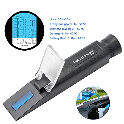 BUZHI Car Freeze Refractometer, Car Freeze Refractometer Multifunctional Auto Coolant Tester Urea Propylene Glycol Glycol Detergent Battery Liquids Test Device