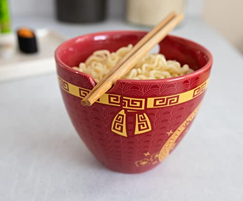Boom Trendz Year Of The Dog Chinese Zodiac Ceramic Dinnerware Set Includes 16 Ounce Ramen Noodle Bowl and Red One Size
