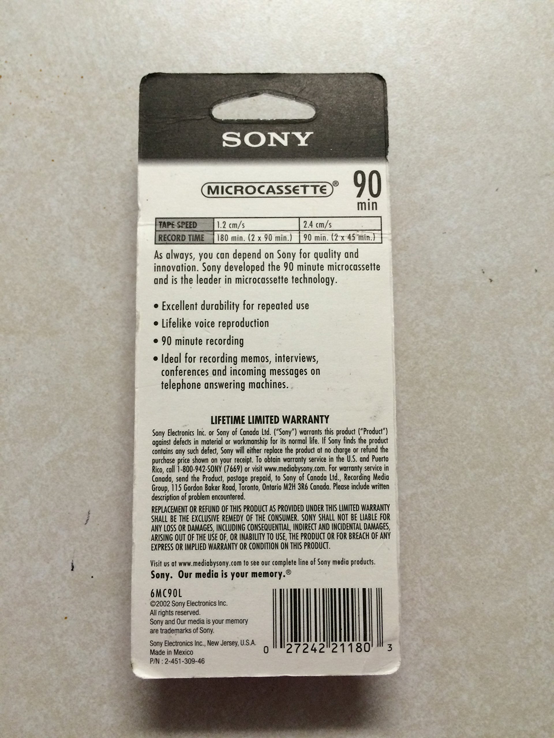 SONY mc90 Microcassette Audio Tapes 6 pack
