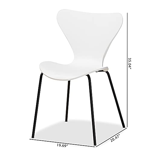 Baxton Studio Jaden Modern and Contemporary White Plastic and Black Metal 4-Piece Dining Chair Set