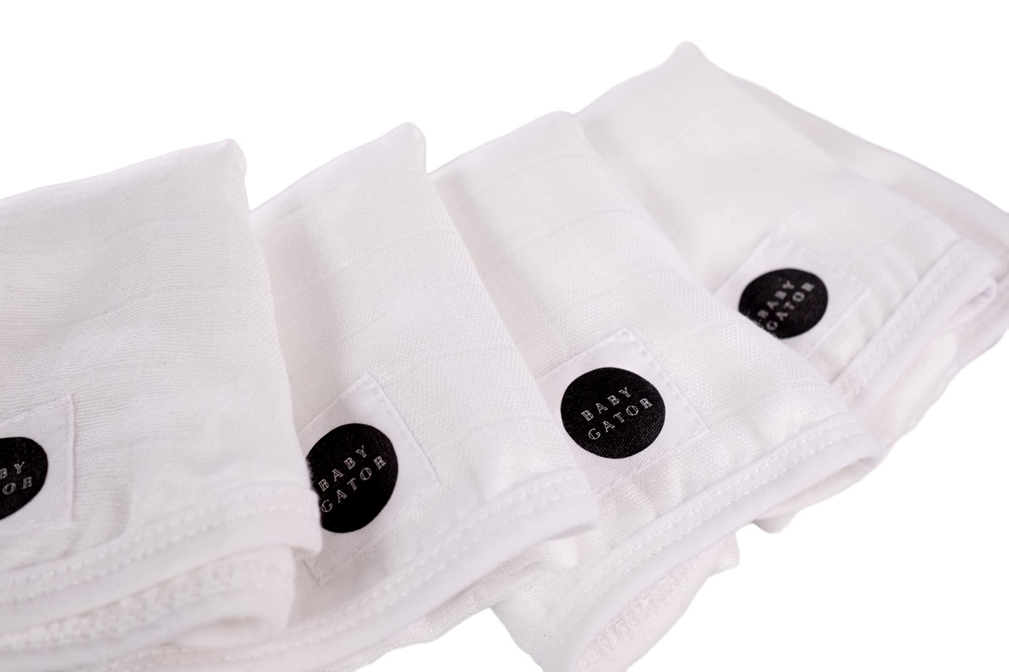 Baby Gator | Organic Bamboo Cotton Muslin Burp Cloths | 5-Pack 20 x 10 Inch | Machine Washable | Absorbent and Light