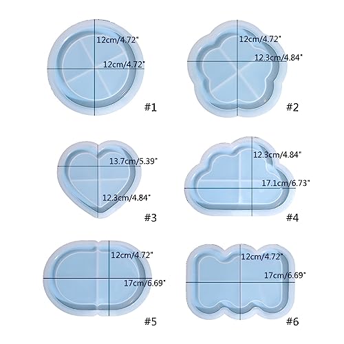 Cloud Heart Flower Shape Tray Molds with Edge Jewelry Tray Candle Holder Mold Plate Dish Container Resin Casting Mould Jewelry Storage Tray Silicone Mold DIY Craft Supplies Storage Container