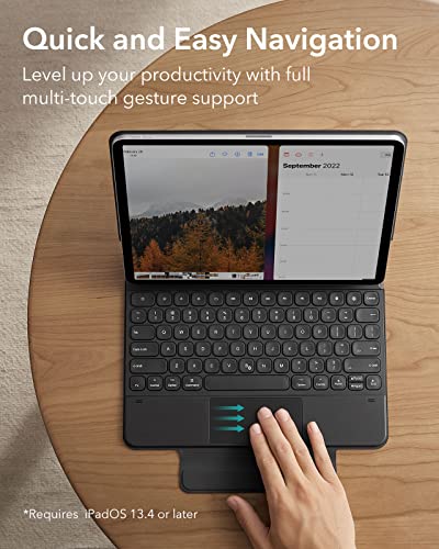 ESR iPad Keyboard Case for iPad Pro 12.9 inch (3rd, 4th, 5th, 6th Generation), Easy-Set Floating Cantilever Stand, Precision Multi-Touch Trackpad, Multi-Color Backlit Keys, Magic Keyboard, Black