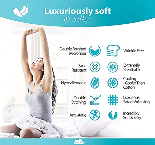 DREAMCARE California King Sheets - Cooling Bed Sheets - 6pcs Set - Cal King Sheets - California King Sheet Sets - Luxury Soft & Long Lasting 100% Fine Brushed Polyester with Side Pocket - Gray