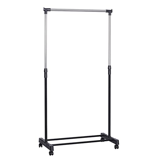 ETKEGHIP Clothing Garment Rack with Wheels and Bottom Shelves, Height Adjustable Clothes Storage Drying Rack Floor Standing Hanger Coat Hat Stand for Bedroom, Laundry Room, Retail Store