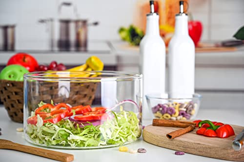 Large Glass Salad Bowl - Microwave & Dishwasher Safe - Centerpiece Serving Bowl - Mixing and Serving Dish - Clear Borosilicate Glass Fruit Bowl and Trifle Bowl, 100oz.