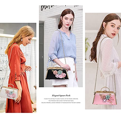 Gold Evening Bag for Women, Flower Wedding Evening Clutch Purse Bride Floral Clutch Bag